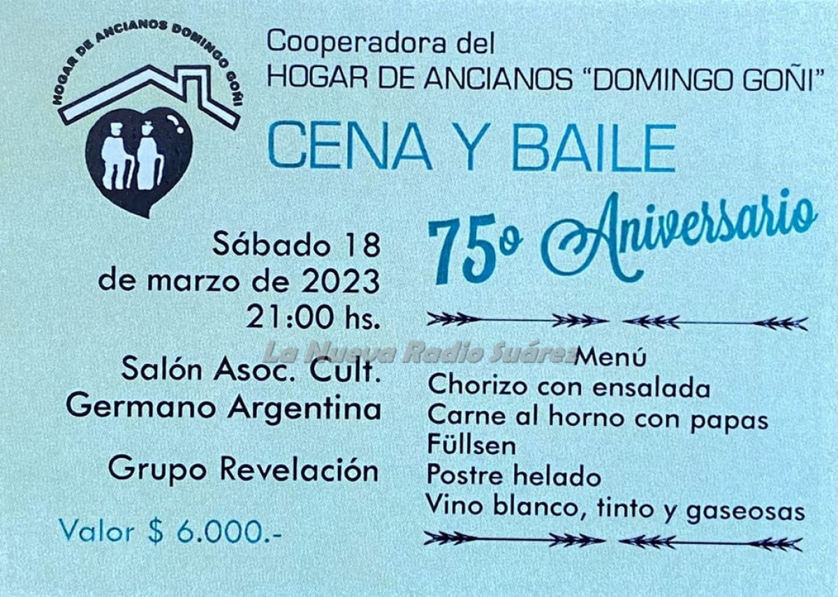 El Club Germano realizará una cena show honrando los 75 años del Hogar ...
