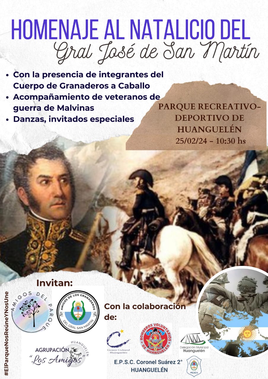 Huanguelén: homenaje al General Don José de San Martín este domingo