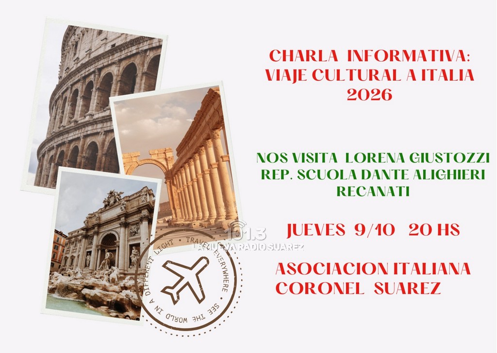 Este jueves, charla informativa sobre el viaje cultural a Italia 2026