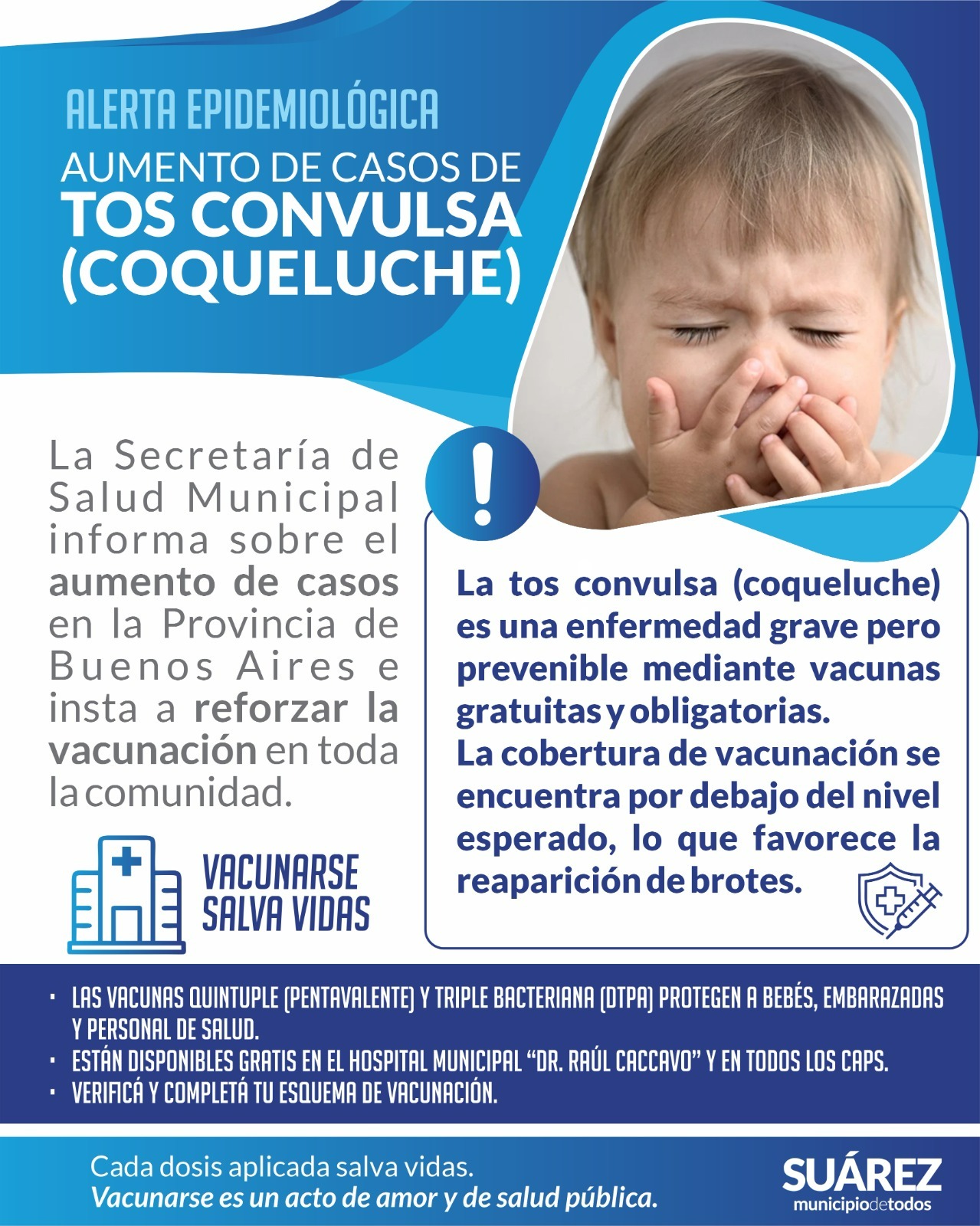 Alerta epidemiológica: Aumento de casos de tos convulsa (coqueluche)