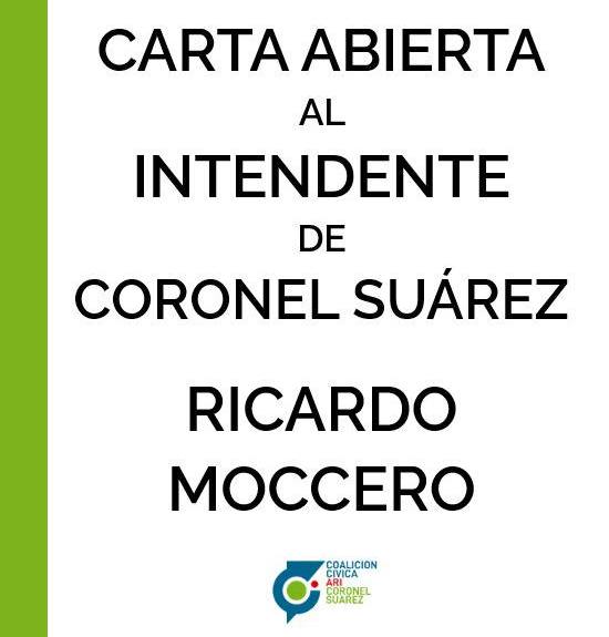 CARTA ABIERTA AL INTENDENTE DE CORONEL SUÁREZ RICARDO MOCCERO
