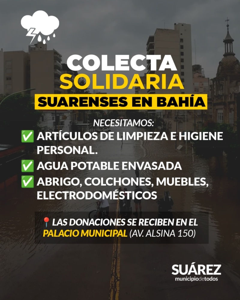 Colecta solidaria: “Suarenses en Bahía”