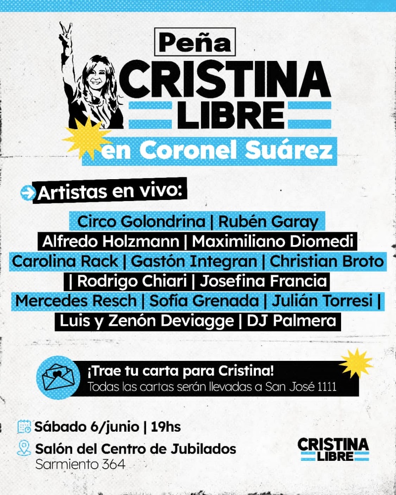 La Peña Cristina Libre llega a Coronel Suárez.